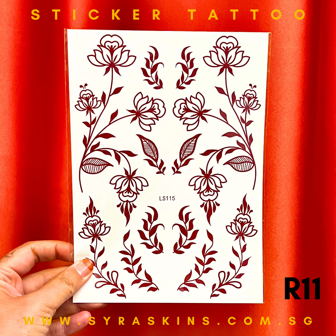 Red 11 Sticker Tattoo - Dubai Floral – SyraSkins Pte. Ltd.