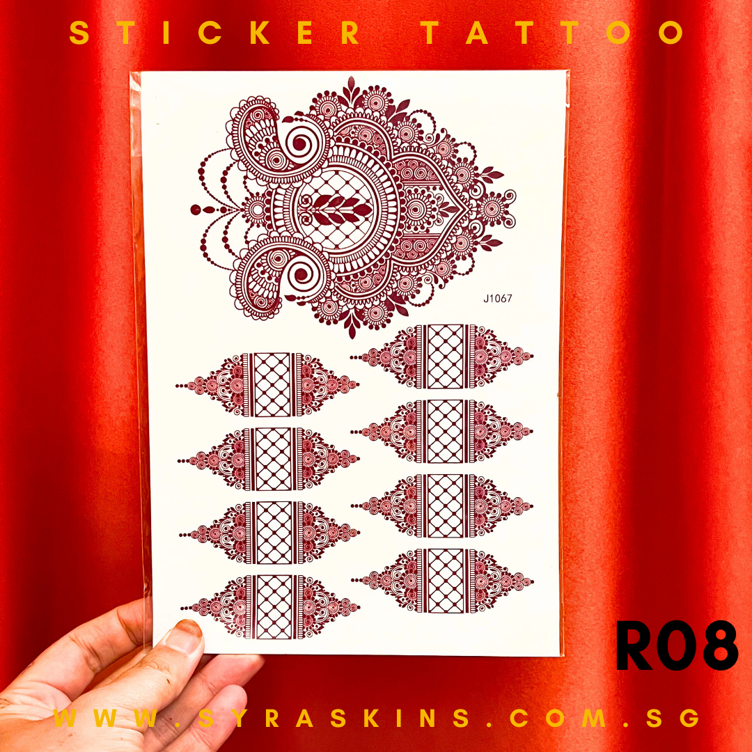 Red 08 Sticker Tattoo - Paisley – SyraSkins Pte. Ltd.